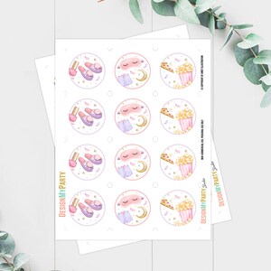 Sleepover Cupcake Toppers Slumber Party Favor Tags Girl Teen Birthday ...