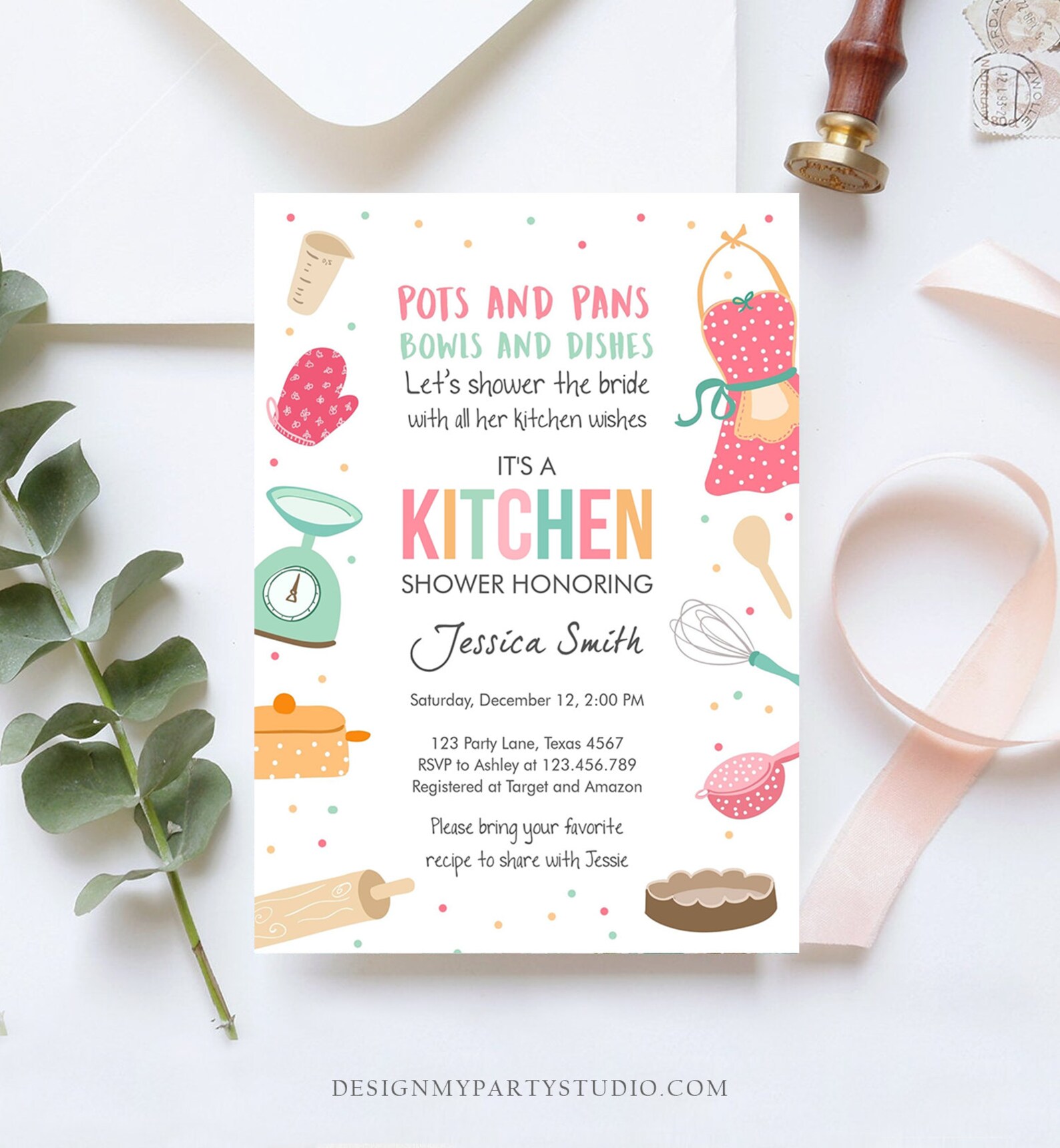 Editable Stock the Kitchen Bridal Shower Invitation Cooking - Etsy