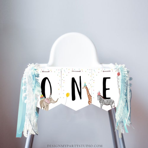 Safari Wild One Theme High Chair Birthday Banner One Wild - Etsy