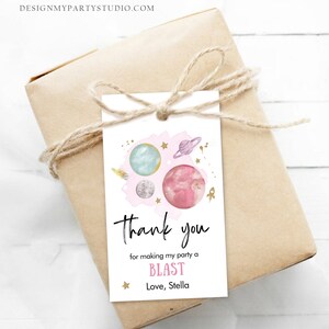Editable Outer Space Favor Tags Space Birthday Thank You Label Galaxy ...