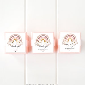 Editable Rainbow Favor Tags Rainbow Birthday Party Thank You Tags Boho ...