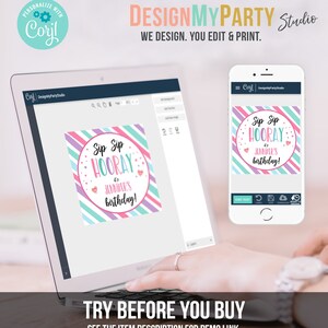 Editable Crazy Straw Tags Birthday Tags Sip Sip Hooray Its Your ...
