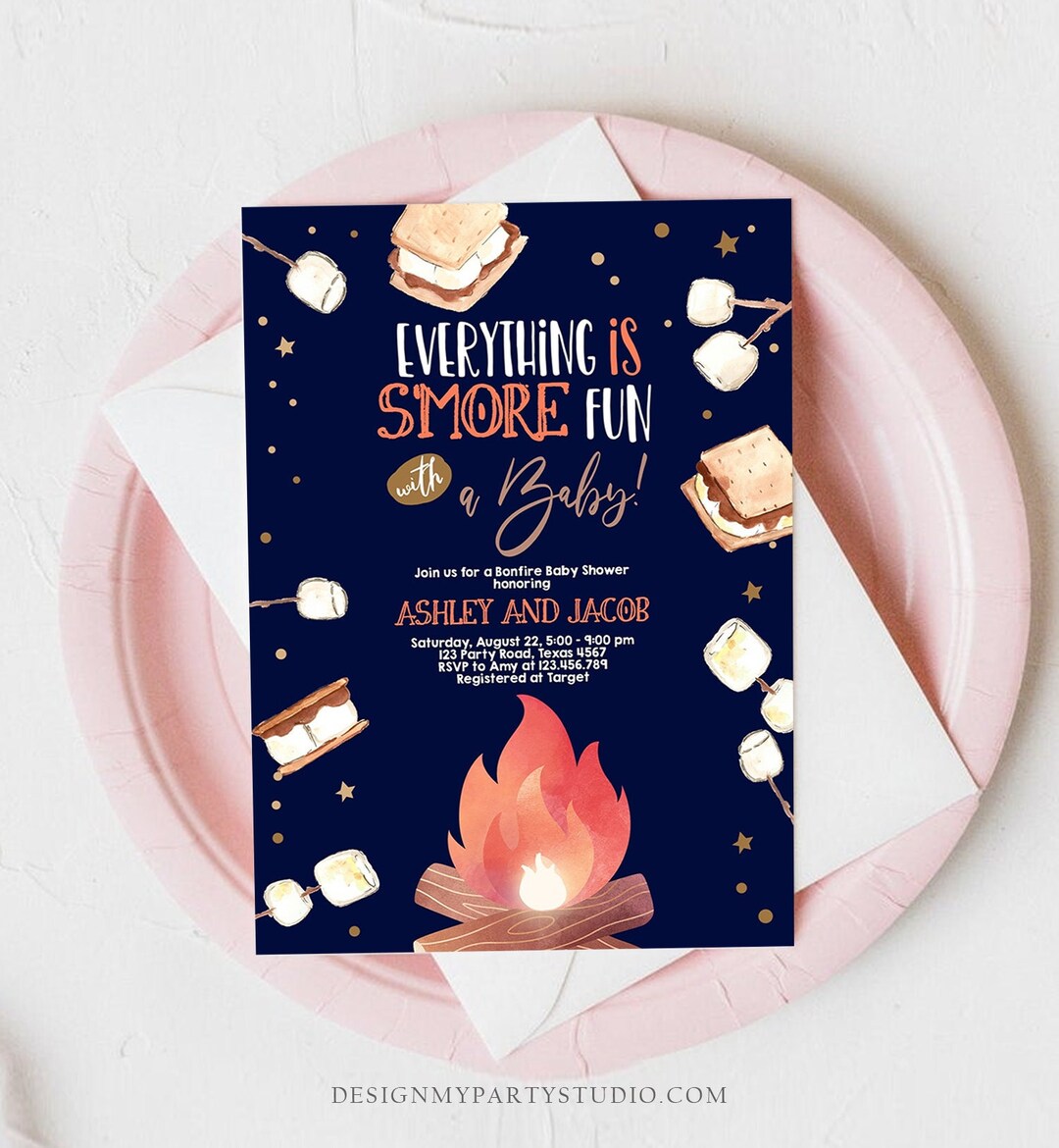 Editable S'more Baby Shower Invitation Bonfire Baby Shower Autumn ...