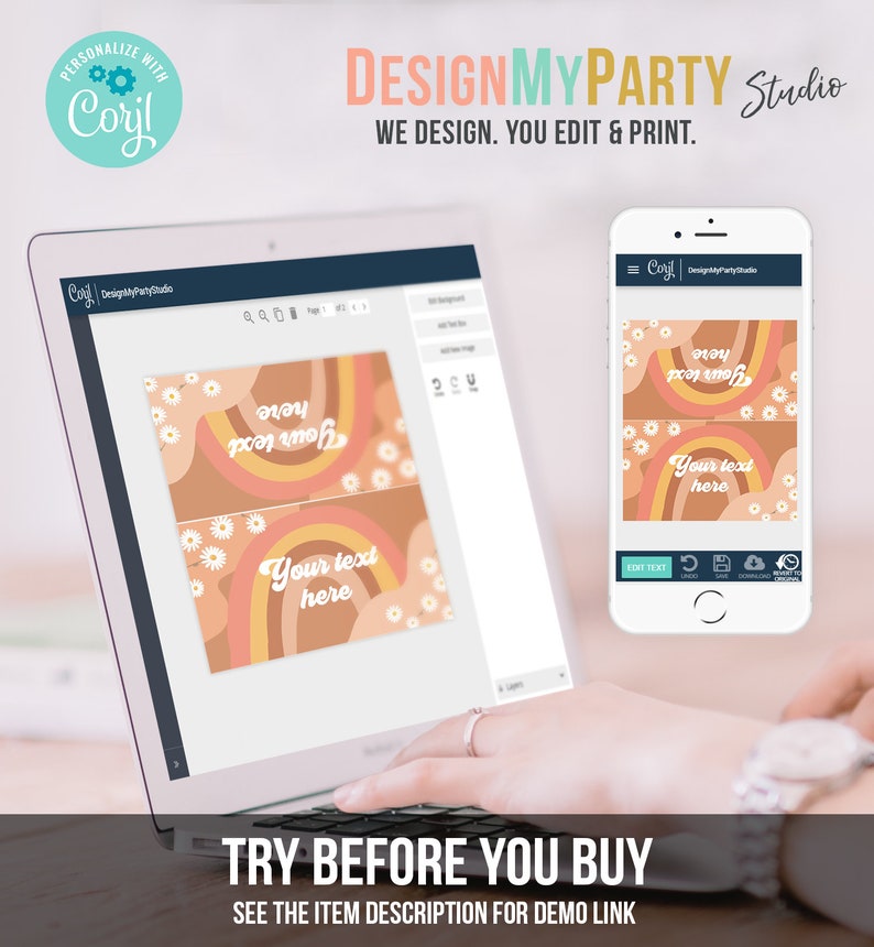 Editable Groovy Retro Daisy Food Labels Flower Power 70's - Etsy