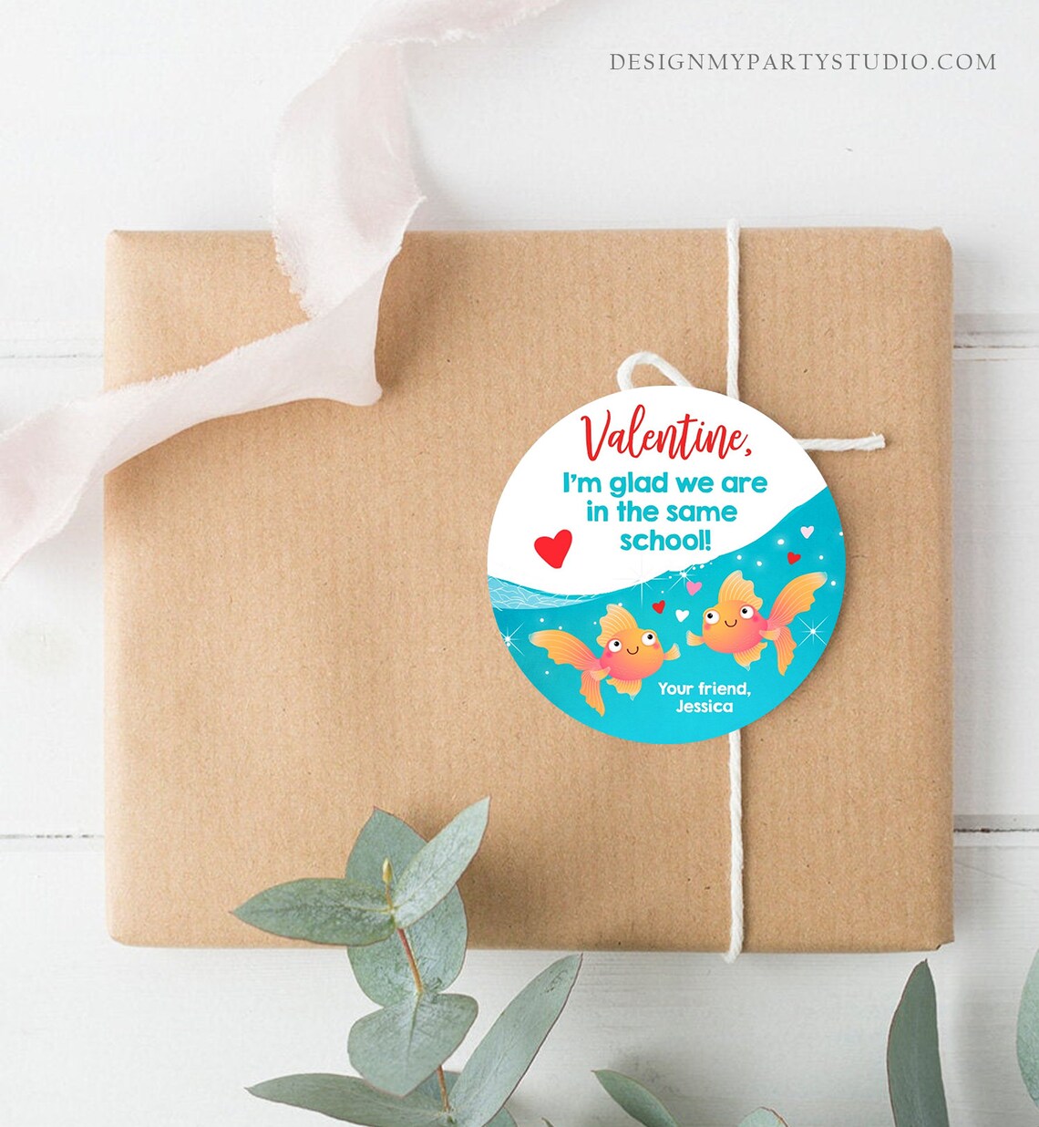 Editable Goldfish Valentine's Day Tag Glad We're in | Etsy