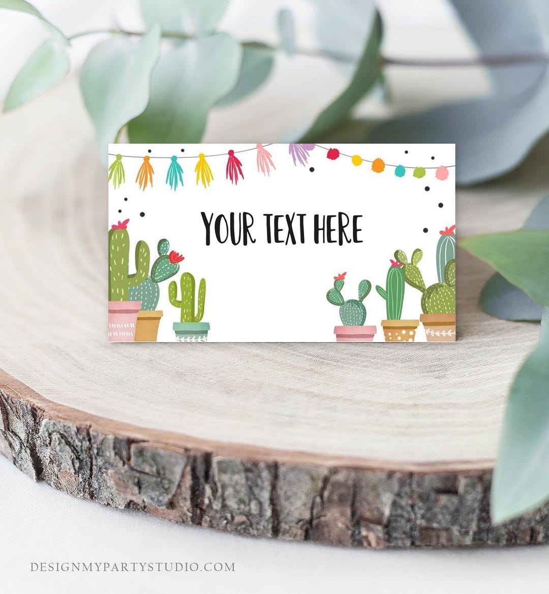 Editable Fiesta Cactus Food Labels Fiesta Party Place Card Tent Card ...