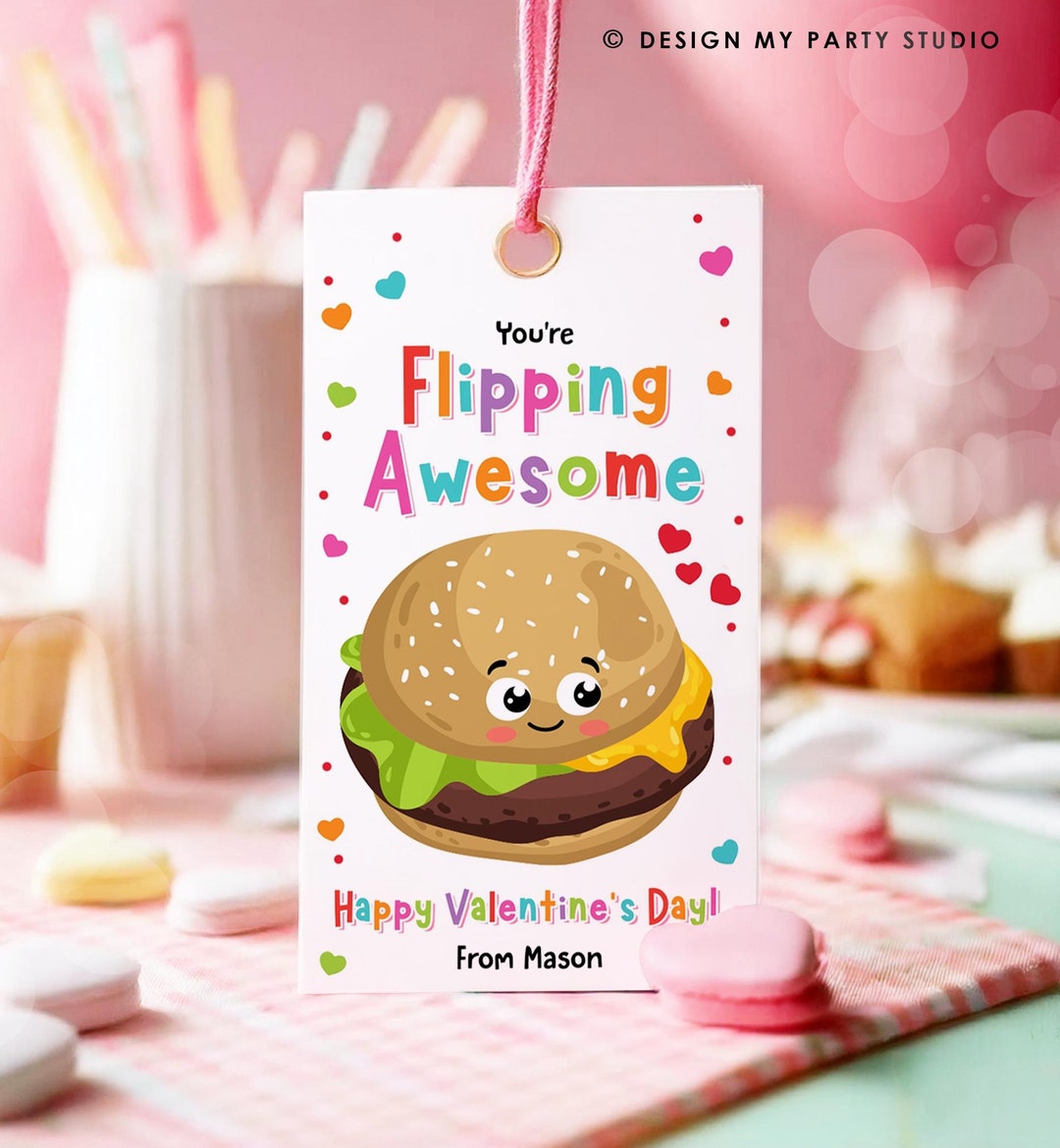 Editable You're Flipping Awesome Valentines Day Gift Tag Valentine ...