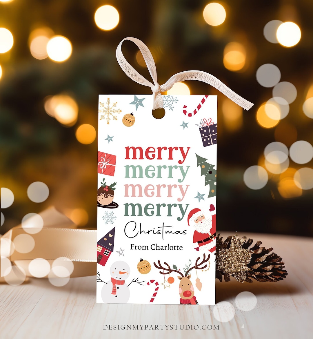 Editable Christmas Gift Tags Holiday Favor Tags Merry Christmas Holiday ...