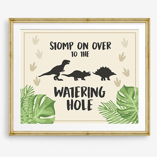 Watering Hole Birthday Sign Drink Table Decor Dinosaur - Etsy