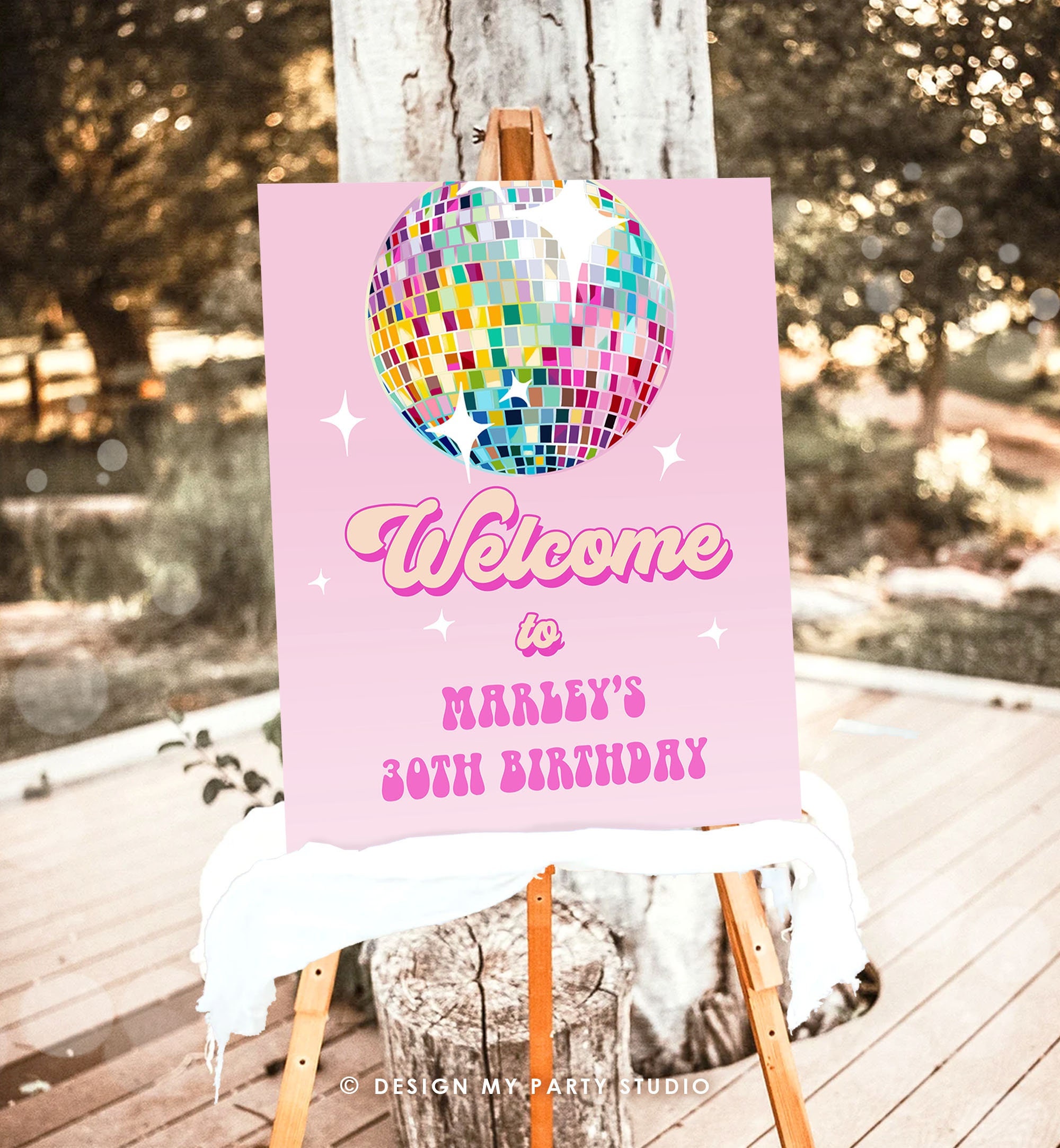 Editable Disco Birthday Party Welcome Sign Disco Party Birthday Adult ...