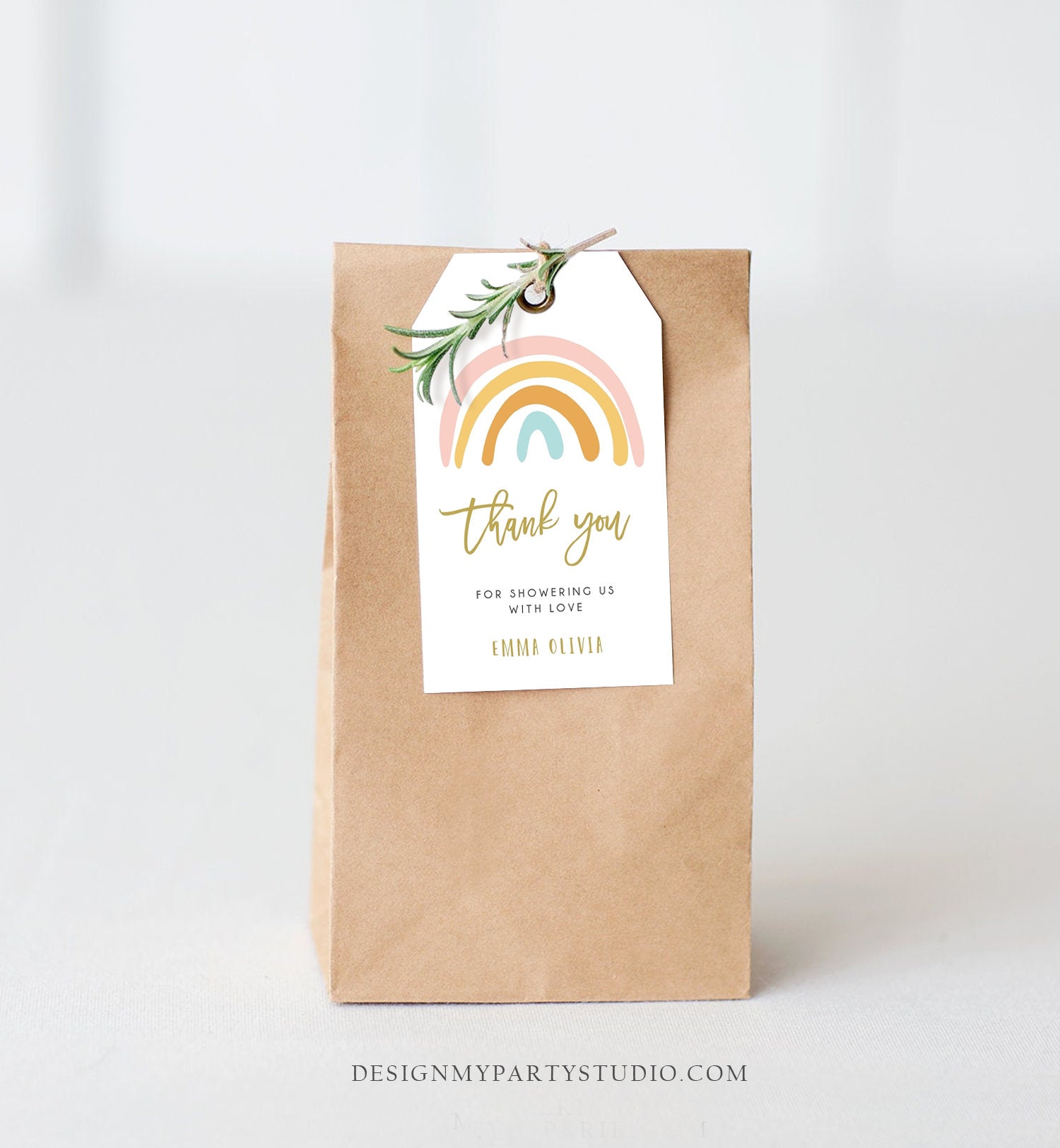 Editable Rainbow Favor Tags Rainbow Baby Shower Thank You Tags - Etsy