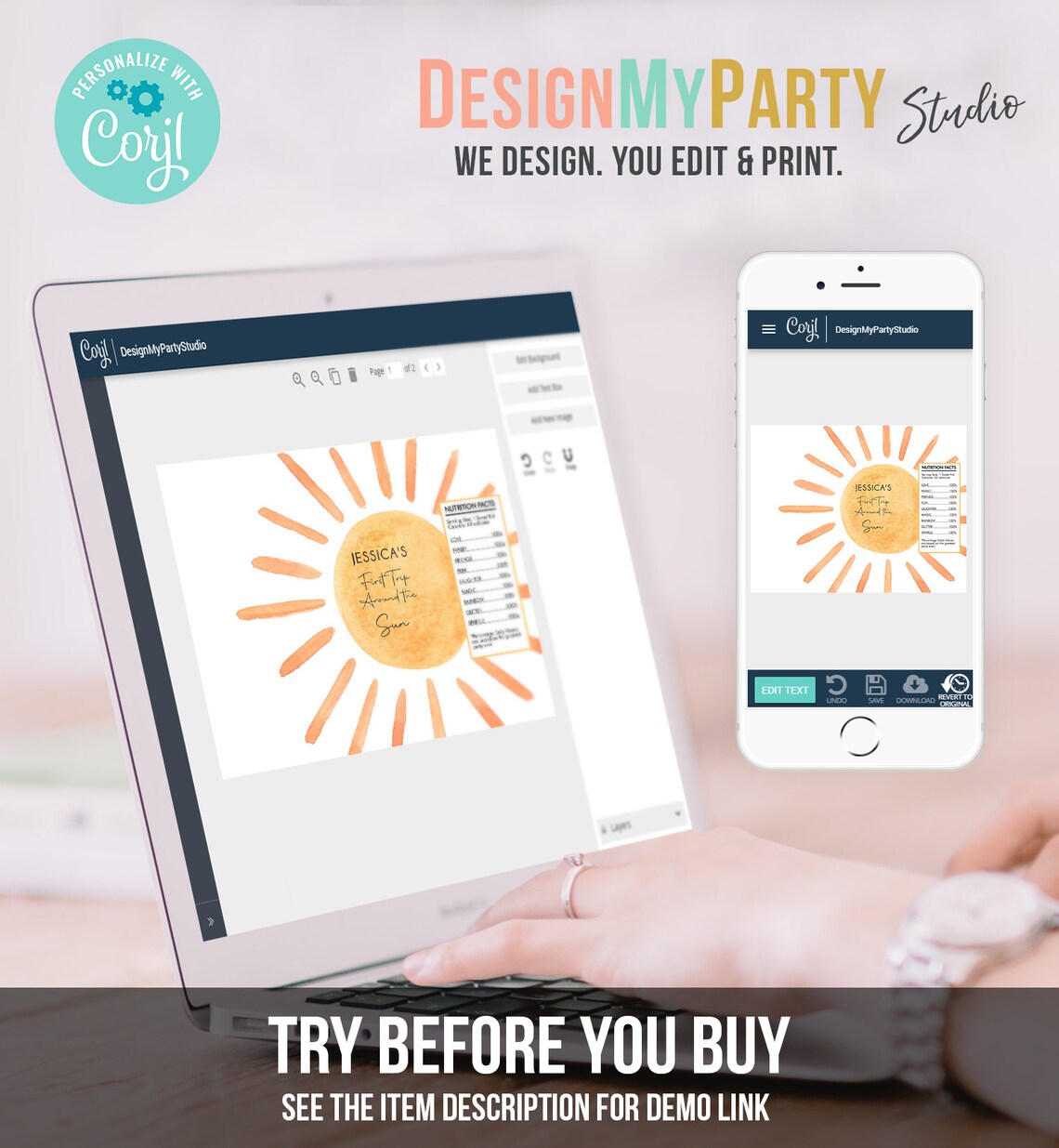 Editable Sun Chip Bag Boho Suns Birthday Party Decor First Trip Around ...