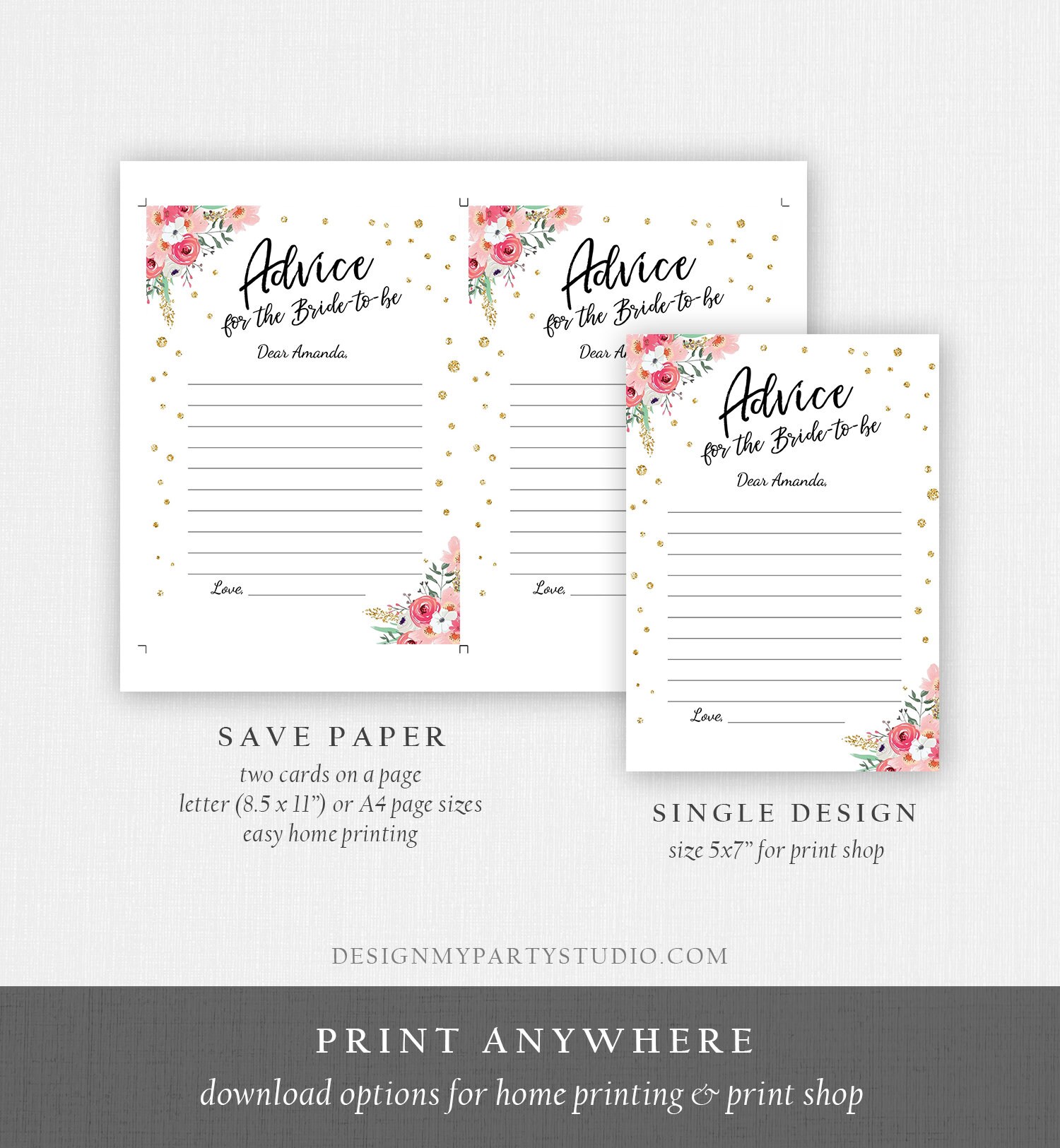 Editable Advice for the Bride-to-be Card Words of Wisdom - Etsy
