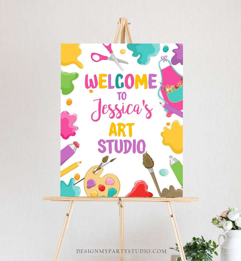 Editable Painting Party Birthday Welcome Sign Art Party Birthday Decor ...