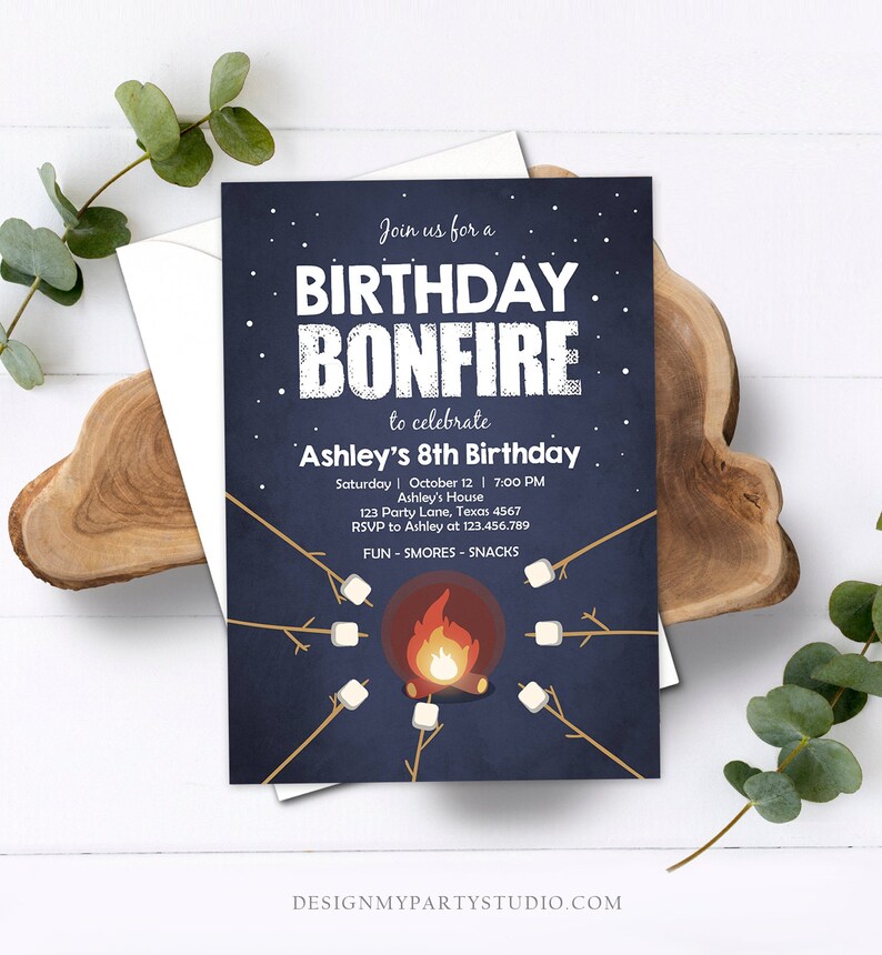 Editable Birthday Bonfire Invitation Camping Smore Fun Cookout - Etsy