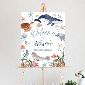 Editable Under the Sea Welcome Sign Nautical Birthday Decor Ocean ...