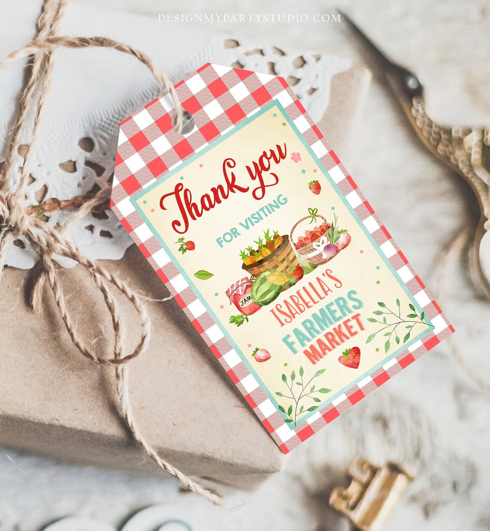 Editable Farmers Market Favor Tags Farmers Market Birthday Thank You ...