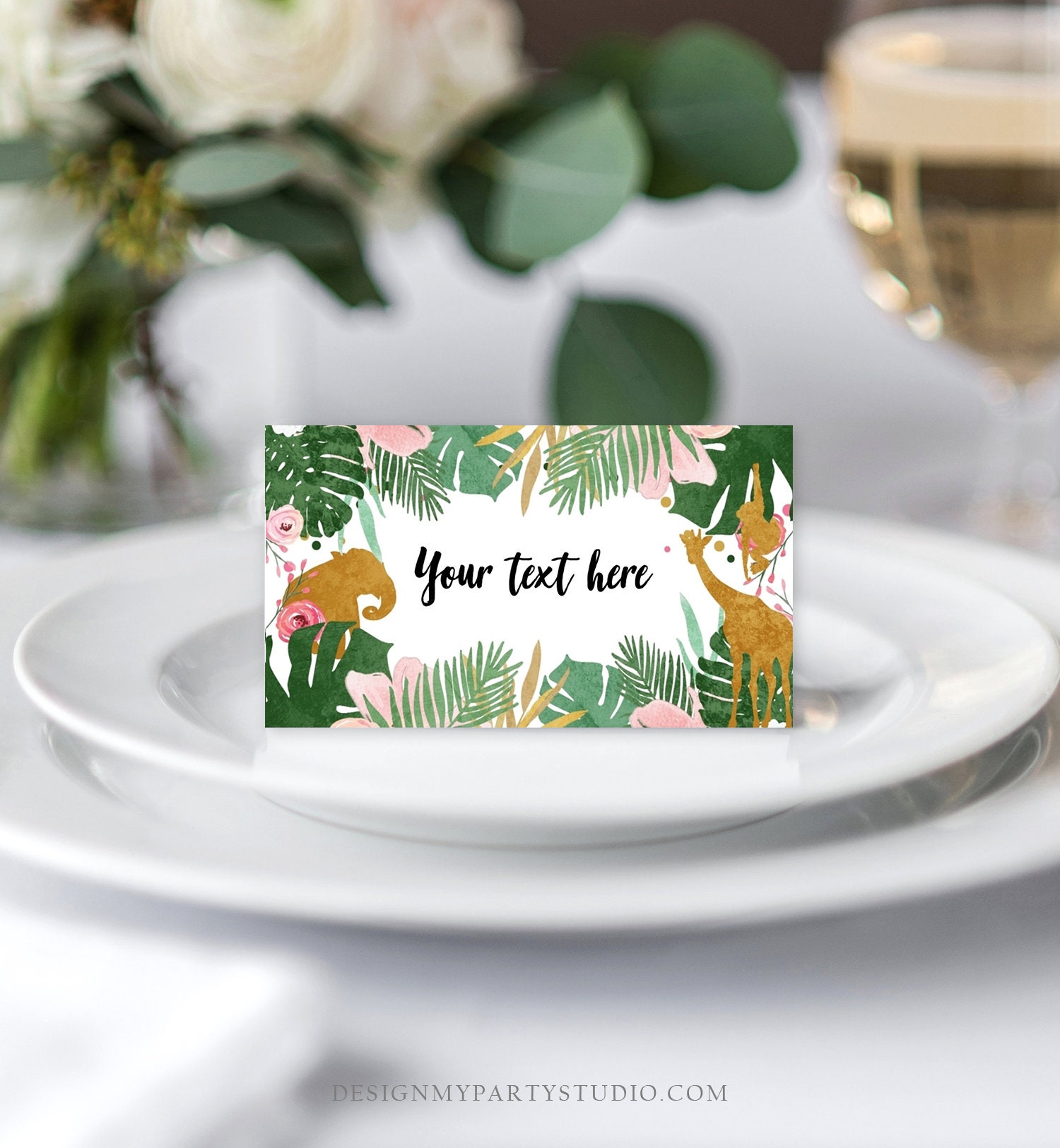 Editable Safari Animals Food Labels Place Card Tent Card Party Animals ...