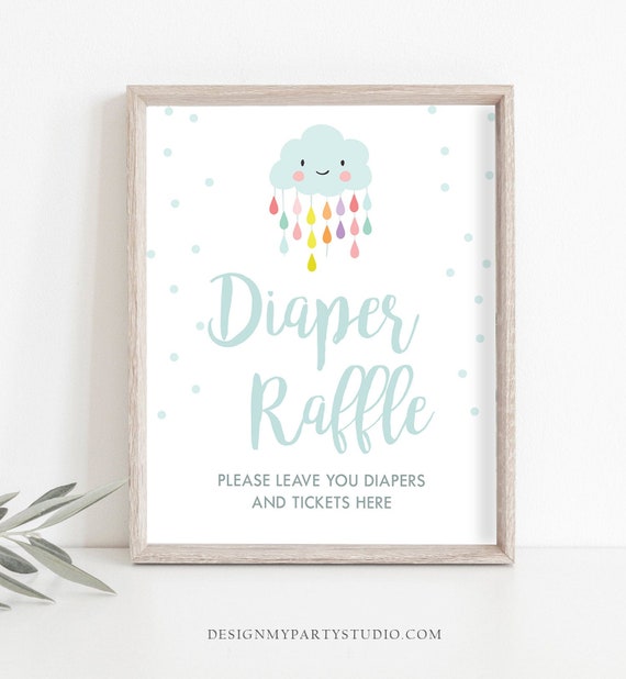Diaper Raffle Sign Cloud Baby Shower Sign Rain Drops Cloud | Etsy