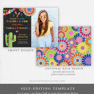 Editable Fiesta and Fun Graduation Party Invitation Finally - Etsy