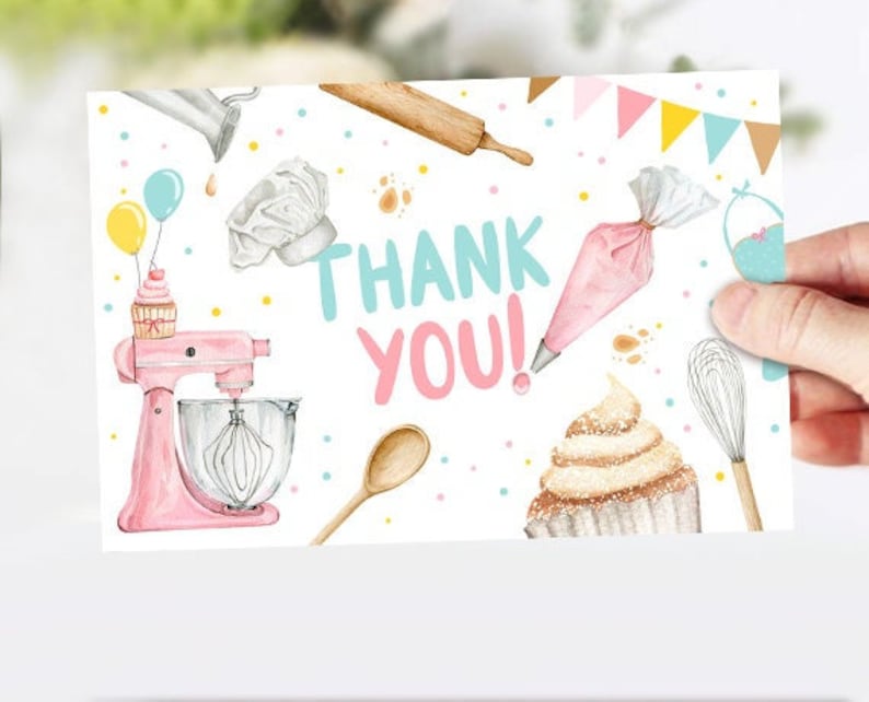 Baking Thank You Card Kids Cooking Birthday Thank You Note - Etsy