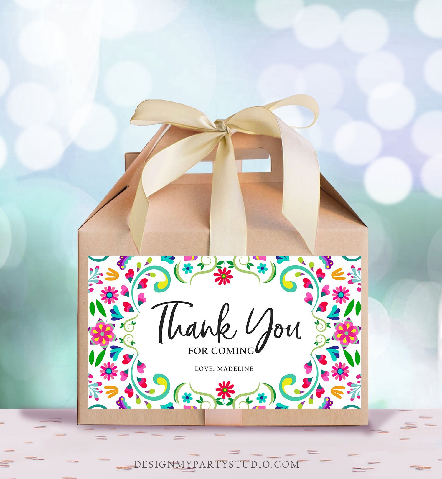 Editable Fiesta Gable Gift Box Label Fiesta Birthday Mexican Treat Box ...