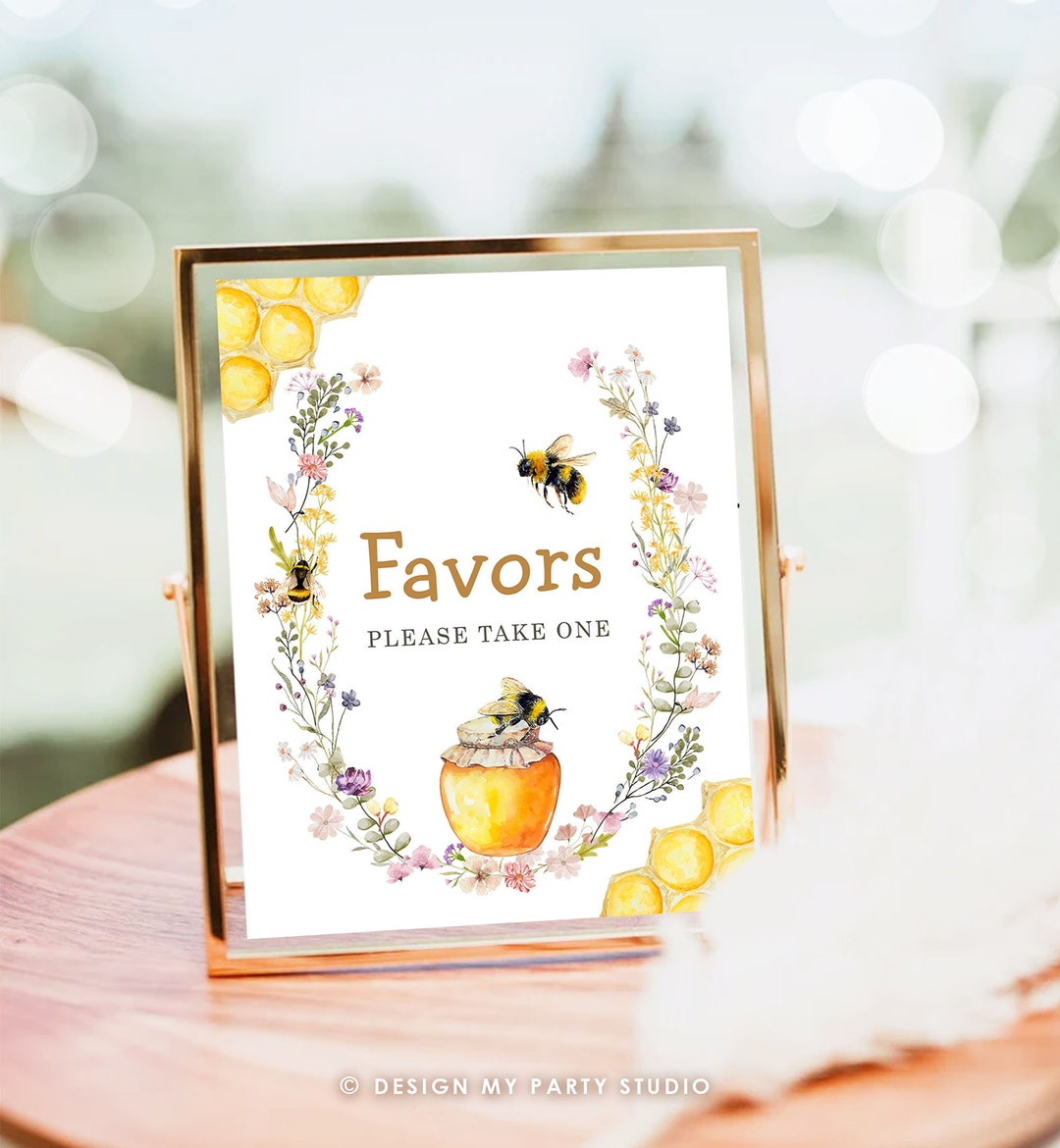 Favors Sign Bee Baby Shower Sign Gender Neutral Bee Favor Table Sweet ...