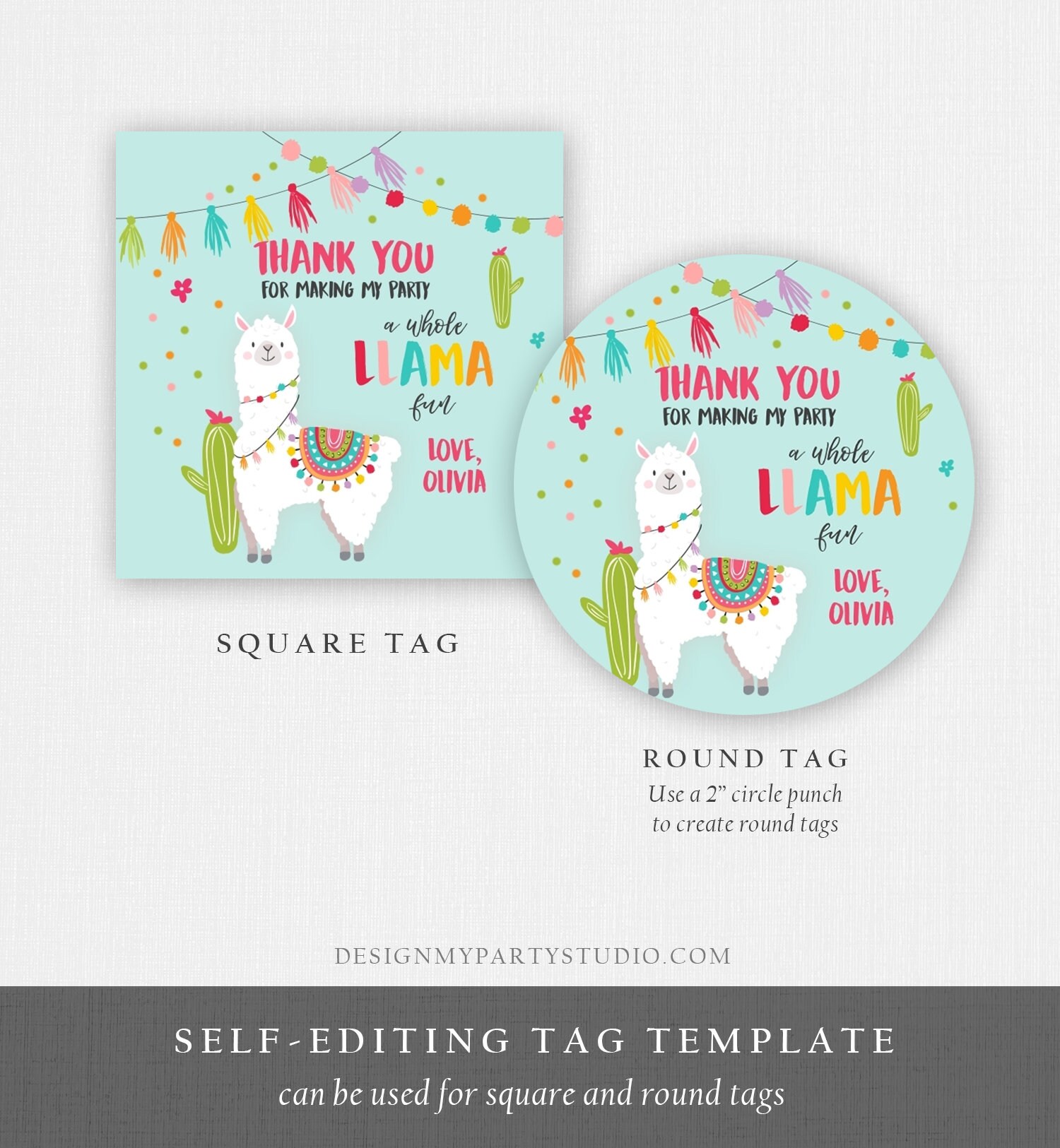 Editable Llama Thank You Favor Tags Baby Shower Llama Stickers - Etsy