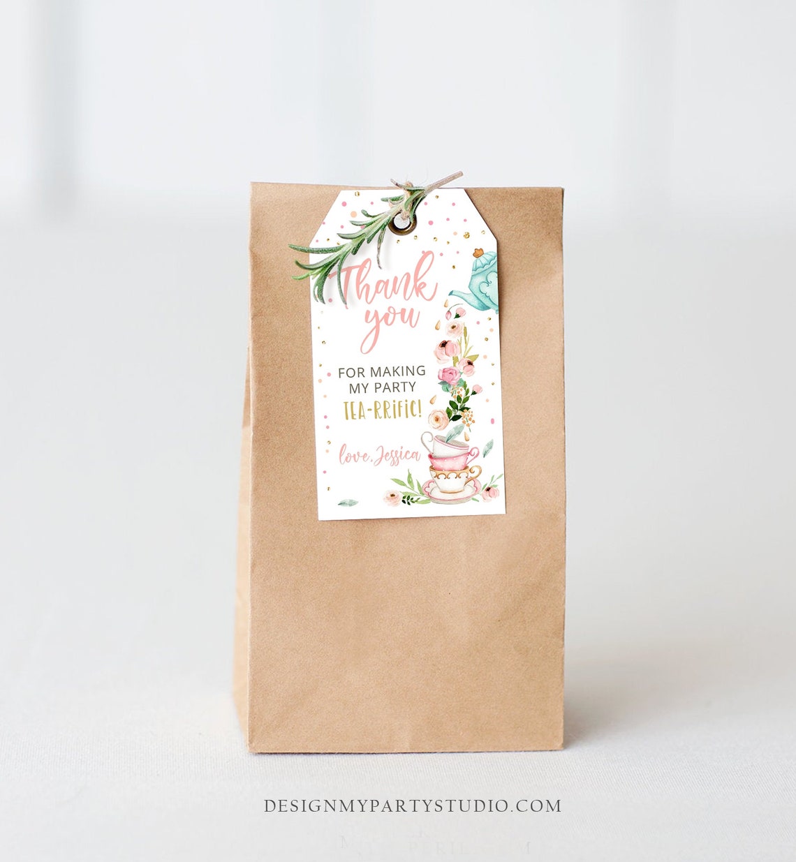 Editable Tea for Two Favor Tags Tea Birthday Thank You Tags - Etsy