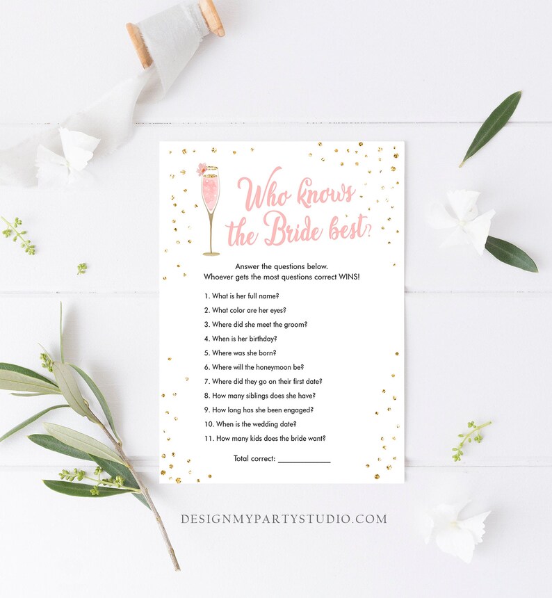 Editable Who Knows the Bride Best Bridal Shower Game Brunch and Bubbly ...