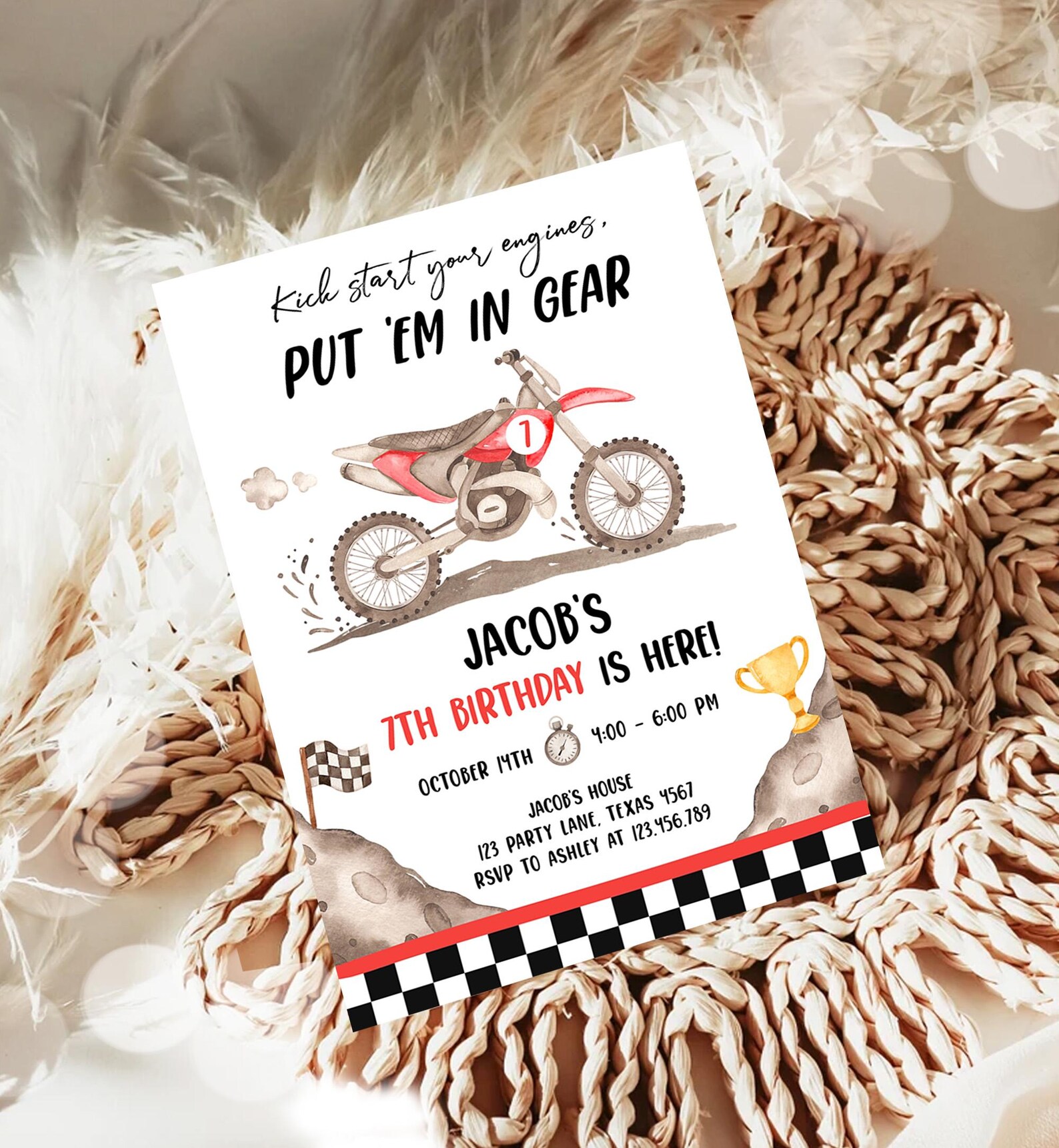 Editable Dirt Bike Birthday Invitation Start Engines Race on Over ...