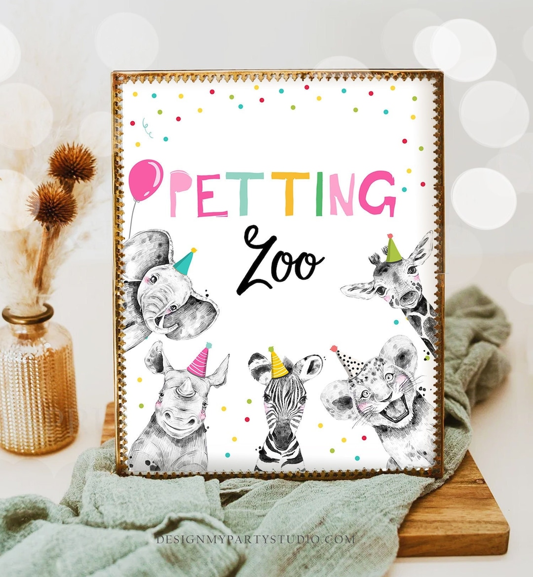 Petting Zoo Sign Safari Animals Party Sign Wild One Zoo Party Animals ...