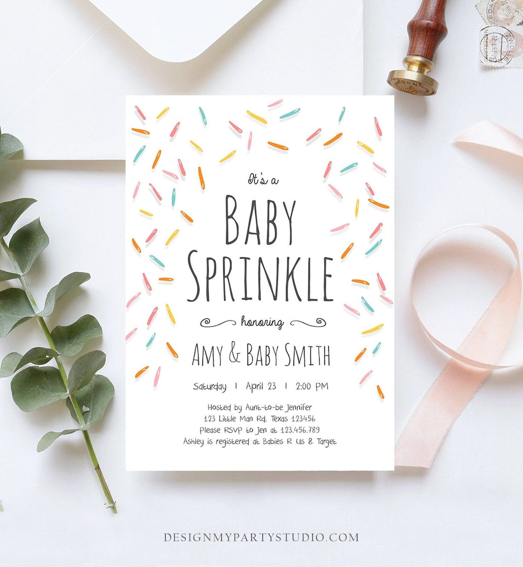 Editable Baby Sprinkle Shower Invitation Baby Shower Coed Shower Gender ...