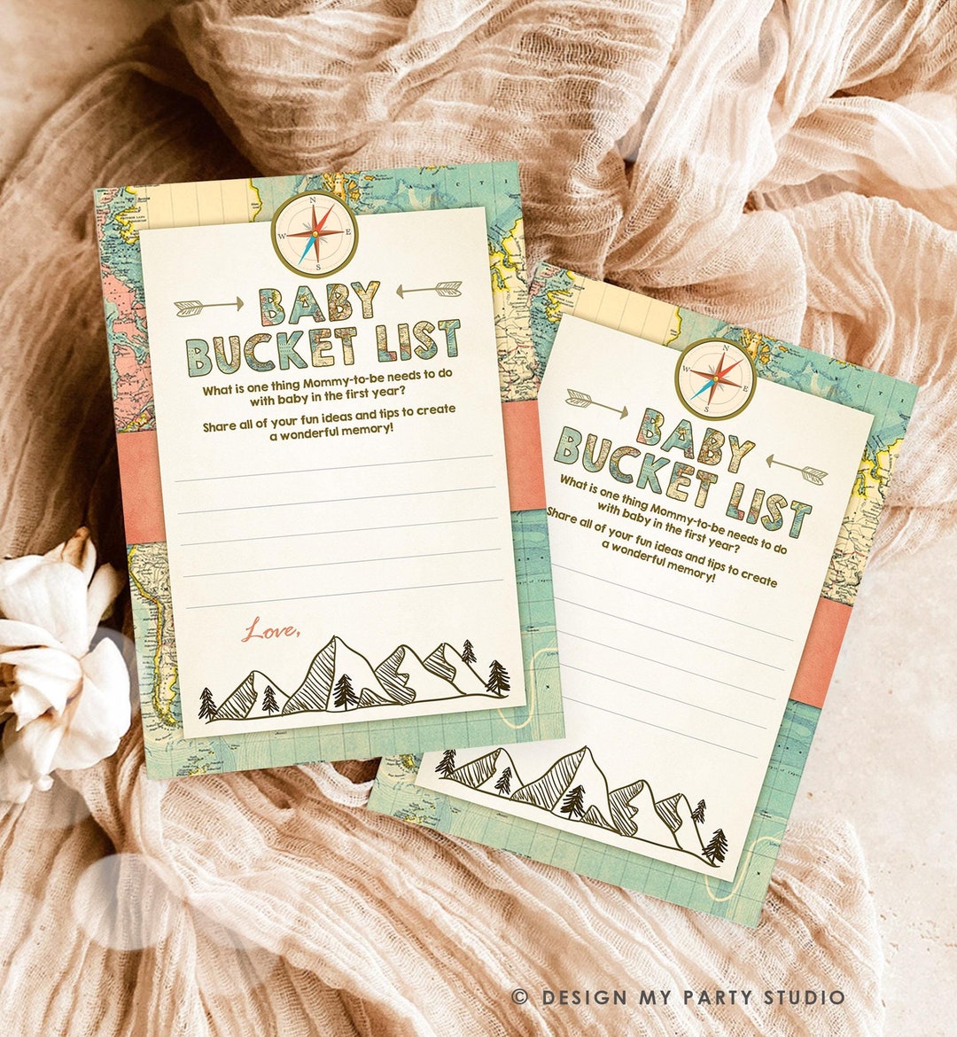 Baby Bucket List Baby Shower Travel Adventure Game Map Gender Neutral ...