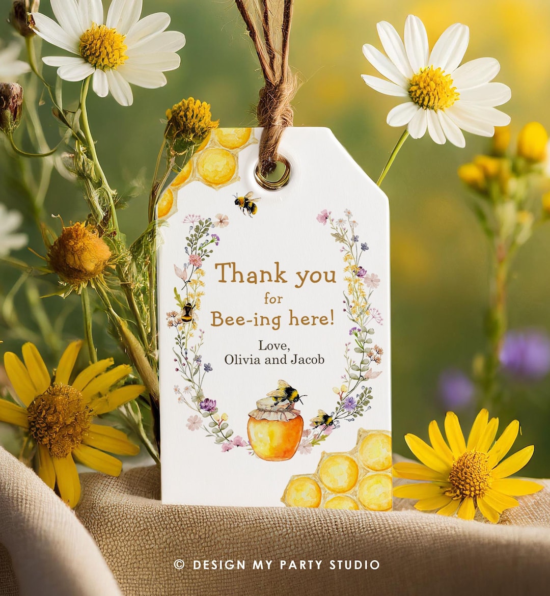 Editable Rustic Bee Favor Tags Bee Gender Reveal Baby Shower Honey Bee ...