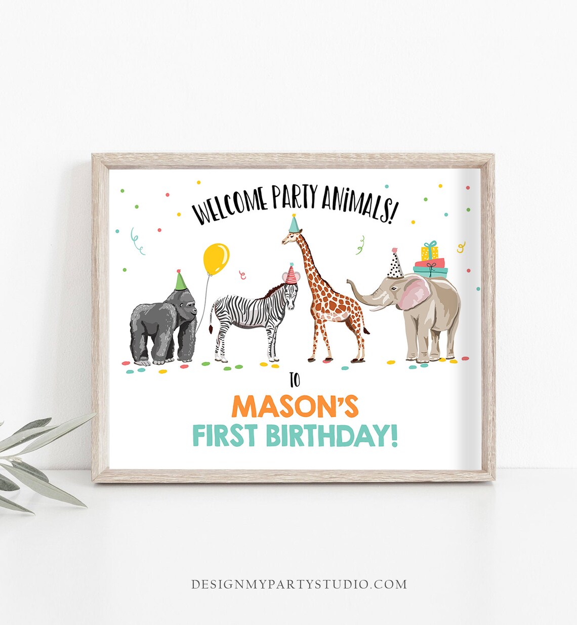 Editable Party Animals Welcome Sign Party Animal Sign Zoo - Etsy