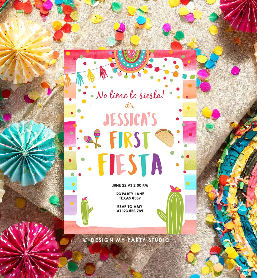 Editable First Fiesta Invitation 1st Fiesta Birthday Boho Mexican ...