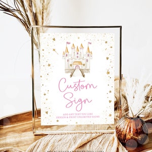 Editable Custom Sign Princess Castle Birthday Once Upon a Time Royal ...