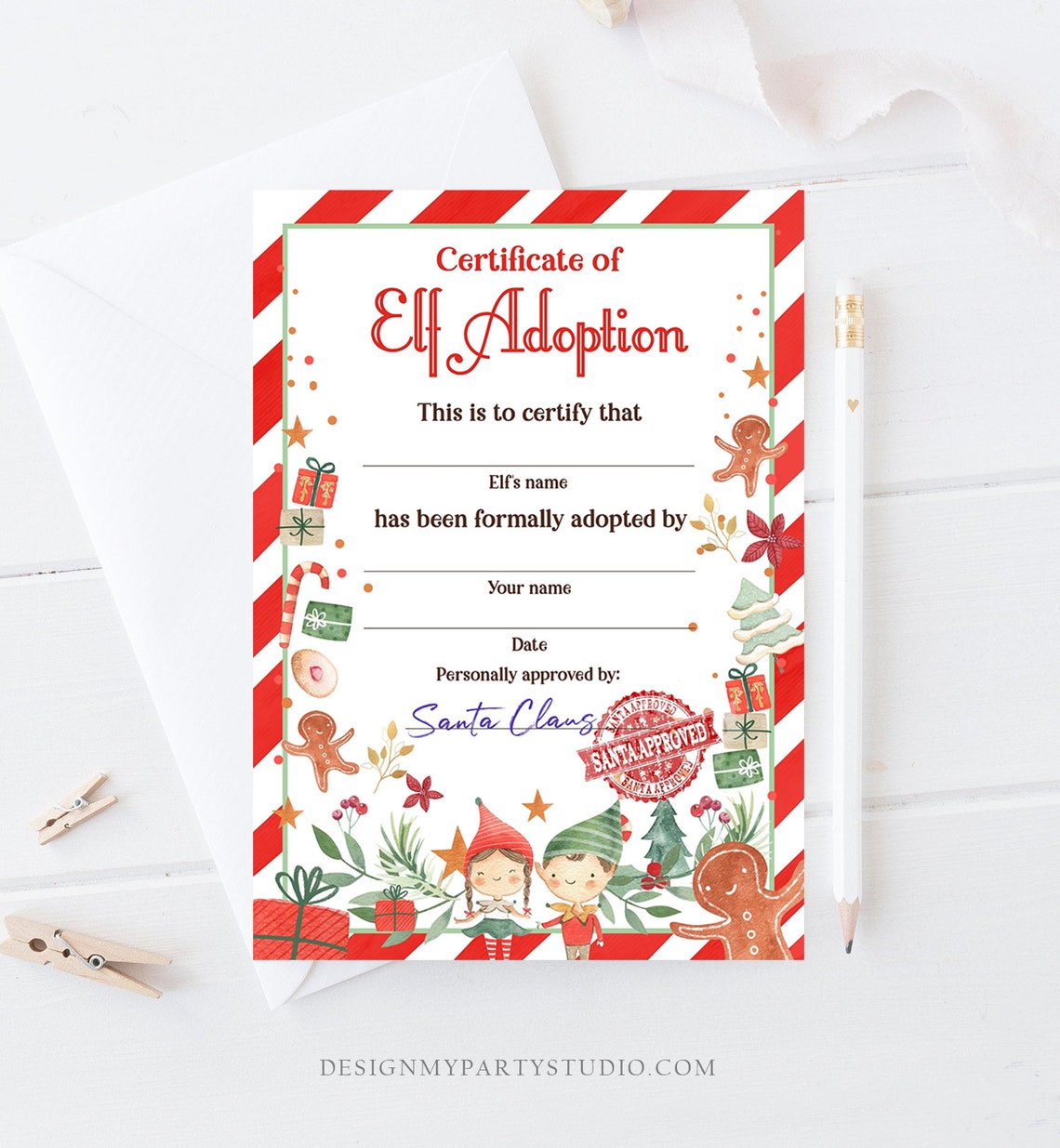 Editable Elf Adoption Certificate Adopt an Elf Letter Elf | Etsy