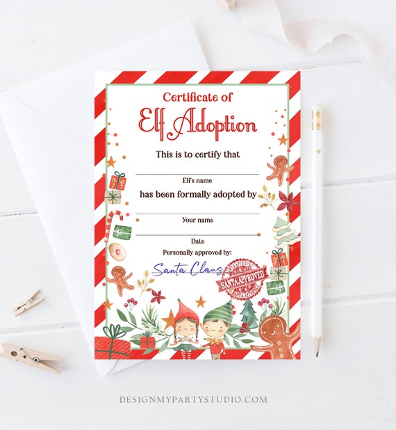 Editable Elf Adoption Certificate Adopt an Elf Letter Elf Activity ...