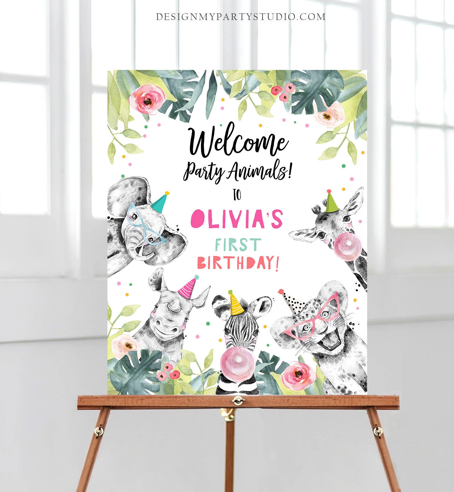 Editable Party Animals Welcome Sign Party Animal Sign Zoo - Etsy