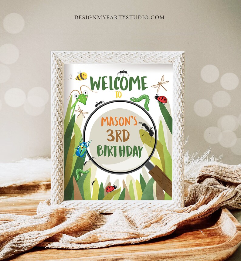 Editable Bug Birthday Welcome Sign Boy Bug Party Outdoor Bug - Etsy