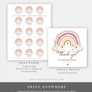 Editable Rainbow Favor Tags Rainbow Birthday Party Thank You Tags Boho ...