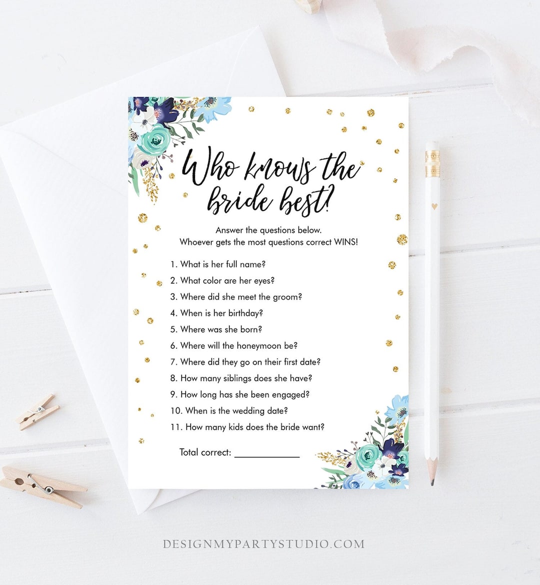 Editable Who Knows the Bride Best Bridal Shower Game Wedding Shower ...