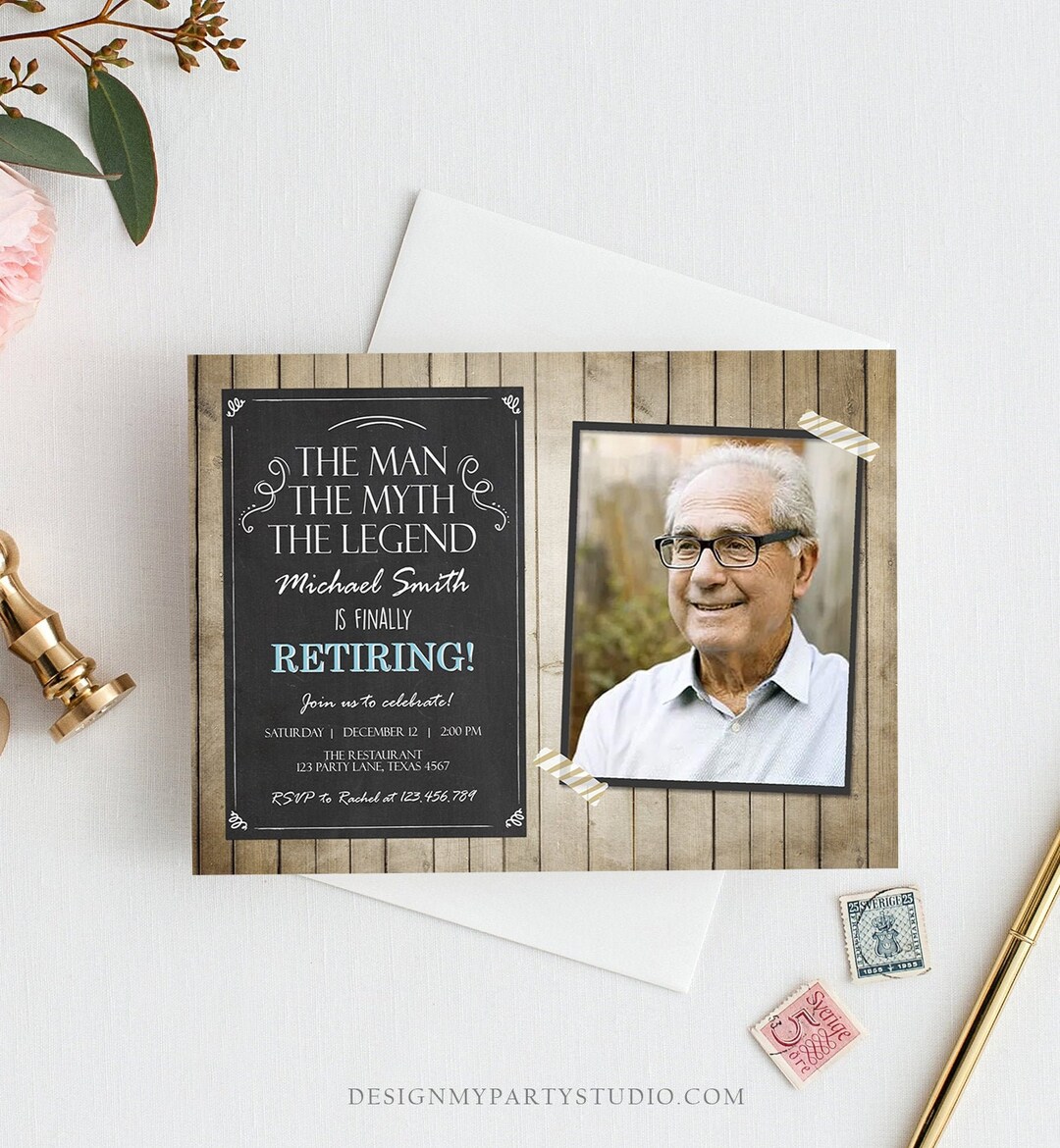Editable the Man the Myth the Legend Invitation Retirement Invitation ...