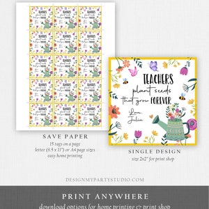 Editable Teacher Appreciation Favor Tags Teachers Plant Seeds Tag ...