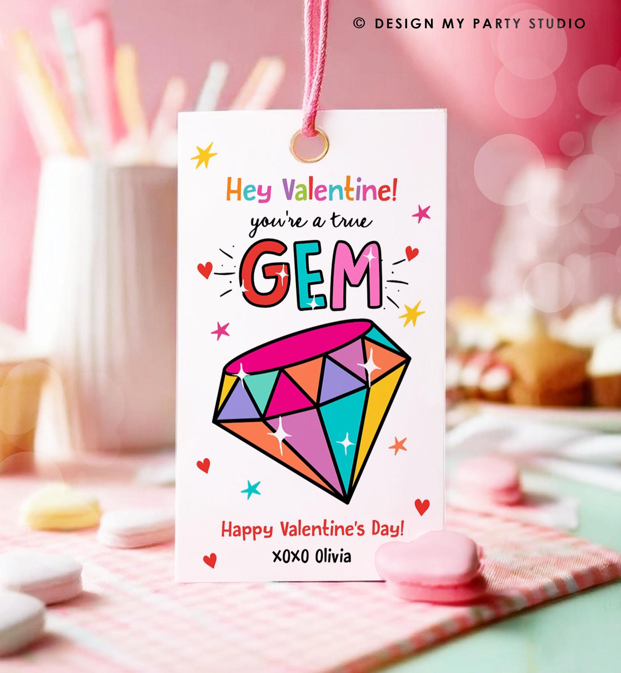 Editable Valentines Day Card You're a Gem Classroom Valentine's Gift ...