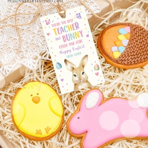 Editable Teacher Gift Tags Easter You're the Best Teacher Any Bunny ...