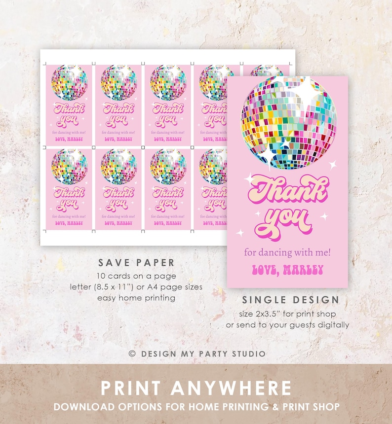 Editable Disco Ball Favor Tag Let's Disco Adult Party Birthday Thank ...