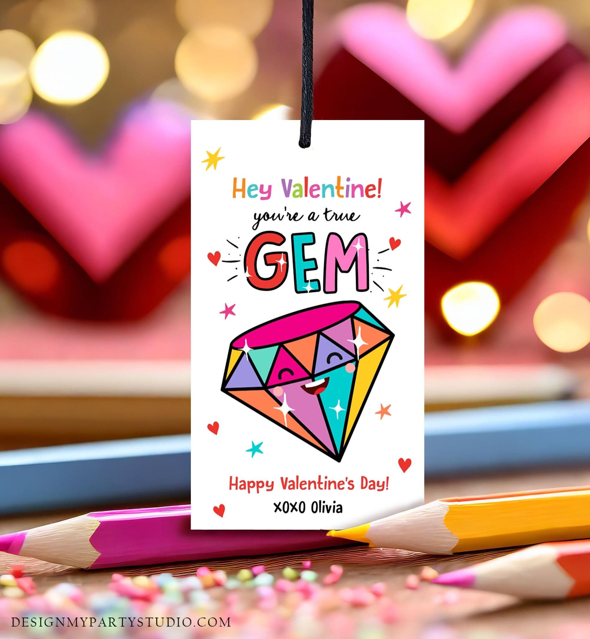 Editable Valentines Day Card You're a Gem Classroom Valentine's Gift ...